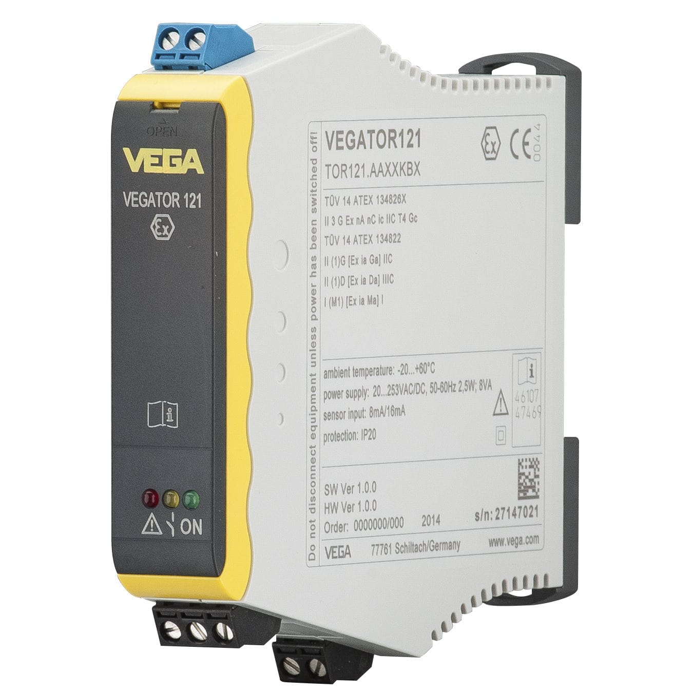 单通道信号调节器 - VEGATOR 121 - VEGA Grieshaber KG/德国VEGA - DIN导轨 / 液位传感器